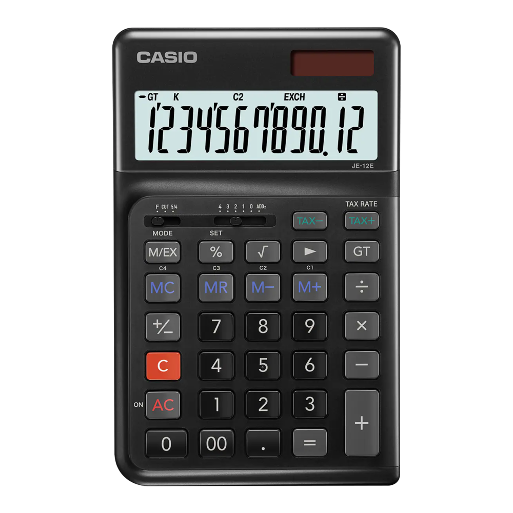 Casio Just/Desk Compact Desk Type Ergonomic Calculator JE-12E-BK (Reta ...